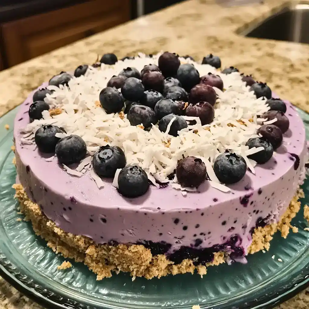 Blueberry Coconut Ice Cream Cake Recipe - No-Churn Frozen Dessert
